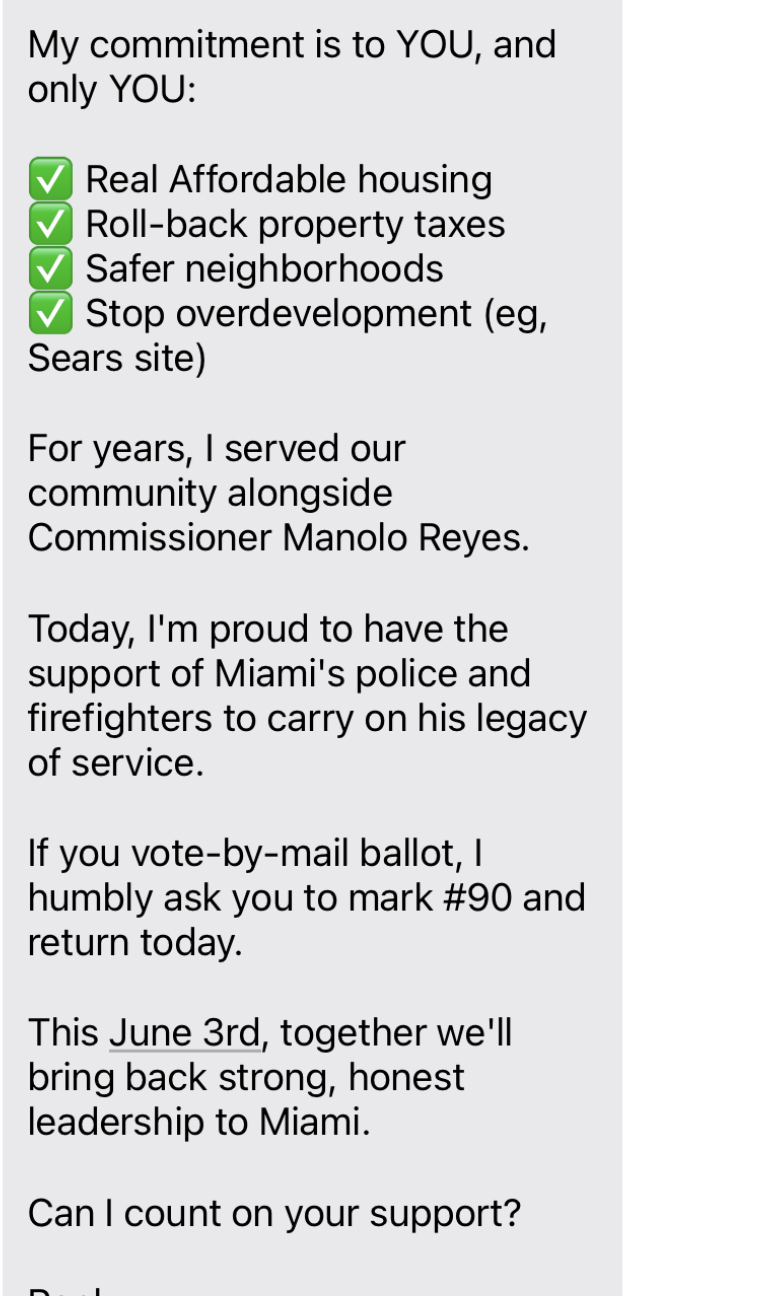 Miami Police Union Endorses Rosado for City Commission, Not Regalado ...